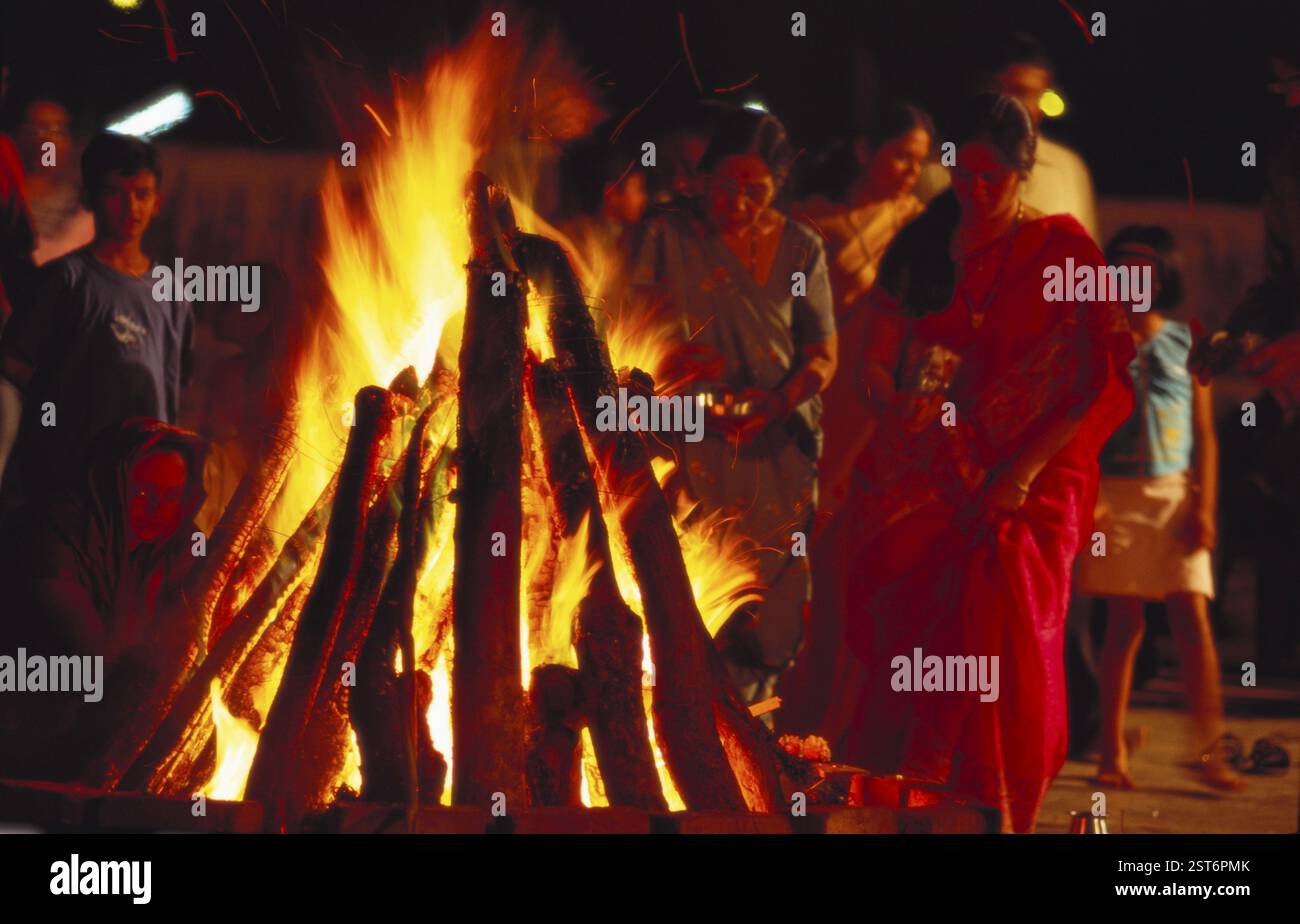 Holi Festival, Fire, India, Asia Stock Photo - Alamy