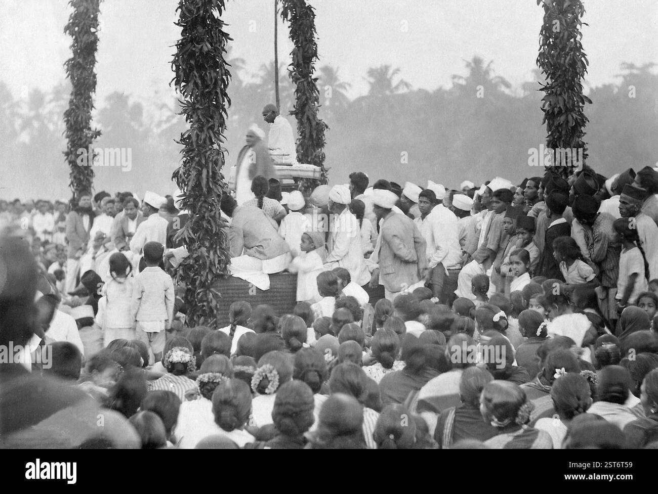 Mahatma Gandhi at a public meeting in South India, February 28, 1934 ...