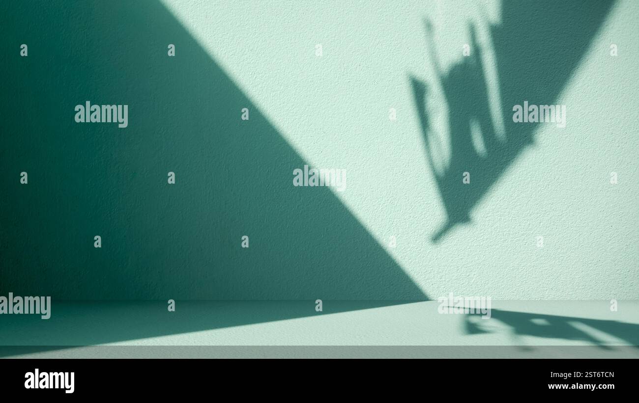 Green background of nature cement texture with shadow Banana leaves ...