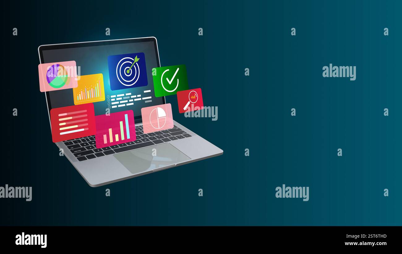 Data and management analysis system with KPIs and indicators connected ...