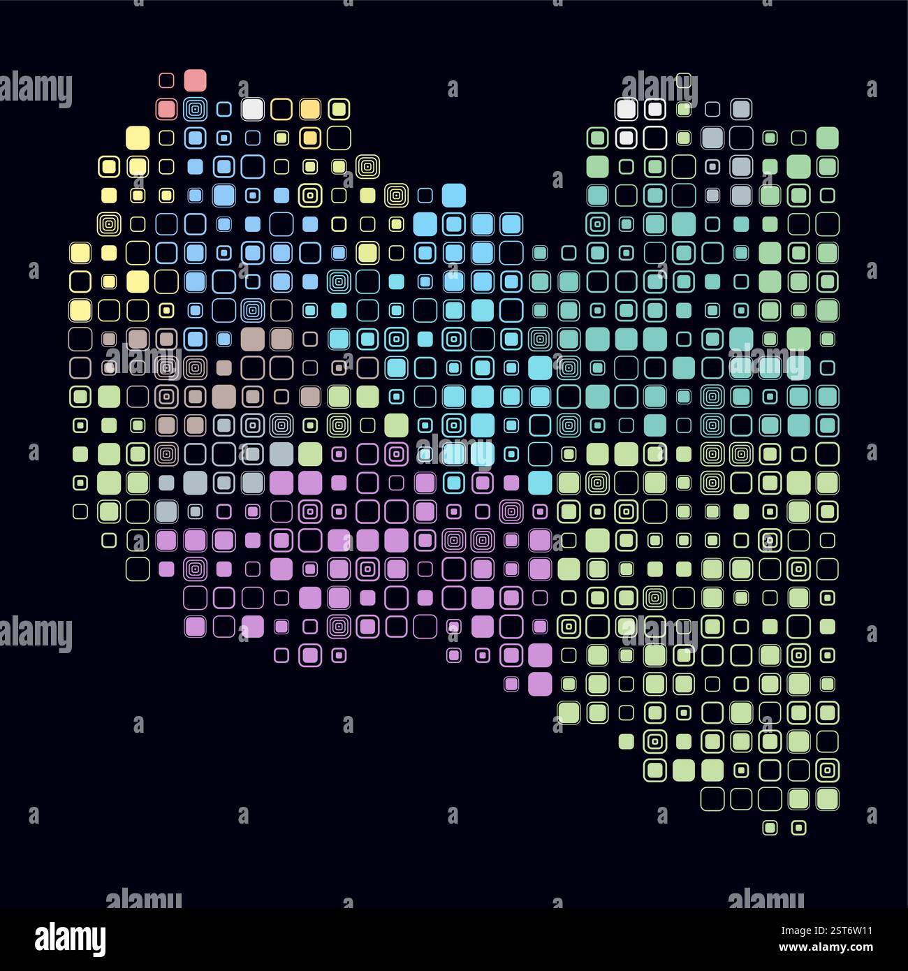 Libya, shape of the country built of colored cells. Digital style map ...