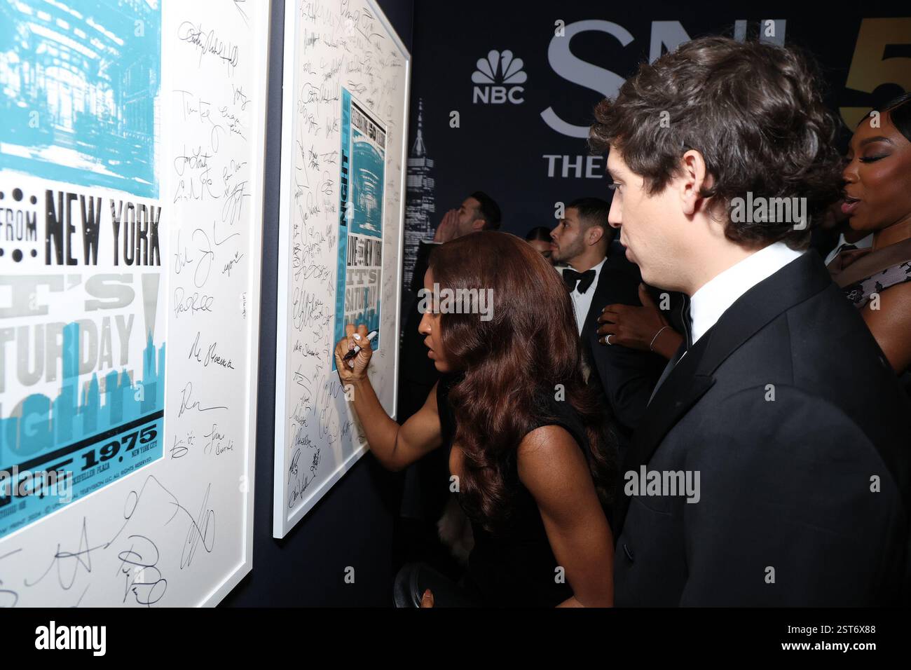 New York, USA. 16th Feb, 2025. SNL50: THE RED CARPET -- Pictured: (l-r ...