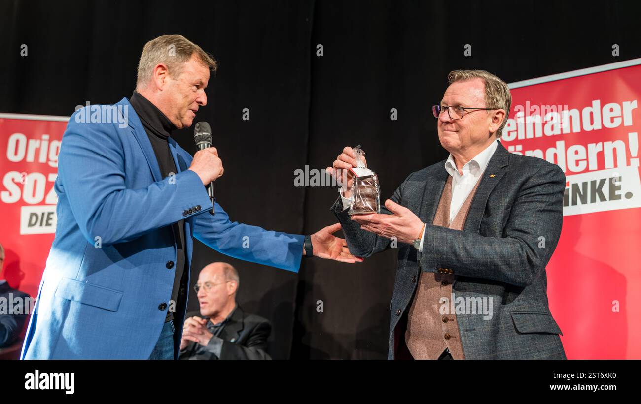 Cottbus, Germany. 17th Feb, 2025. Christian Görke (Die Linke) presents ...