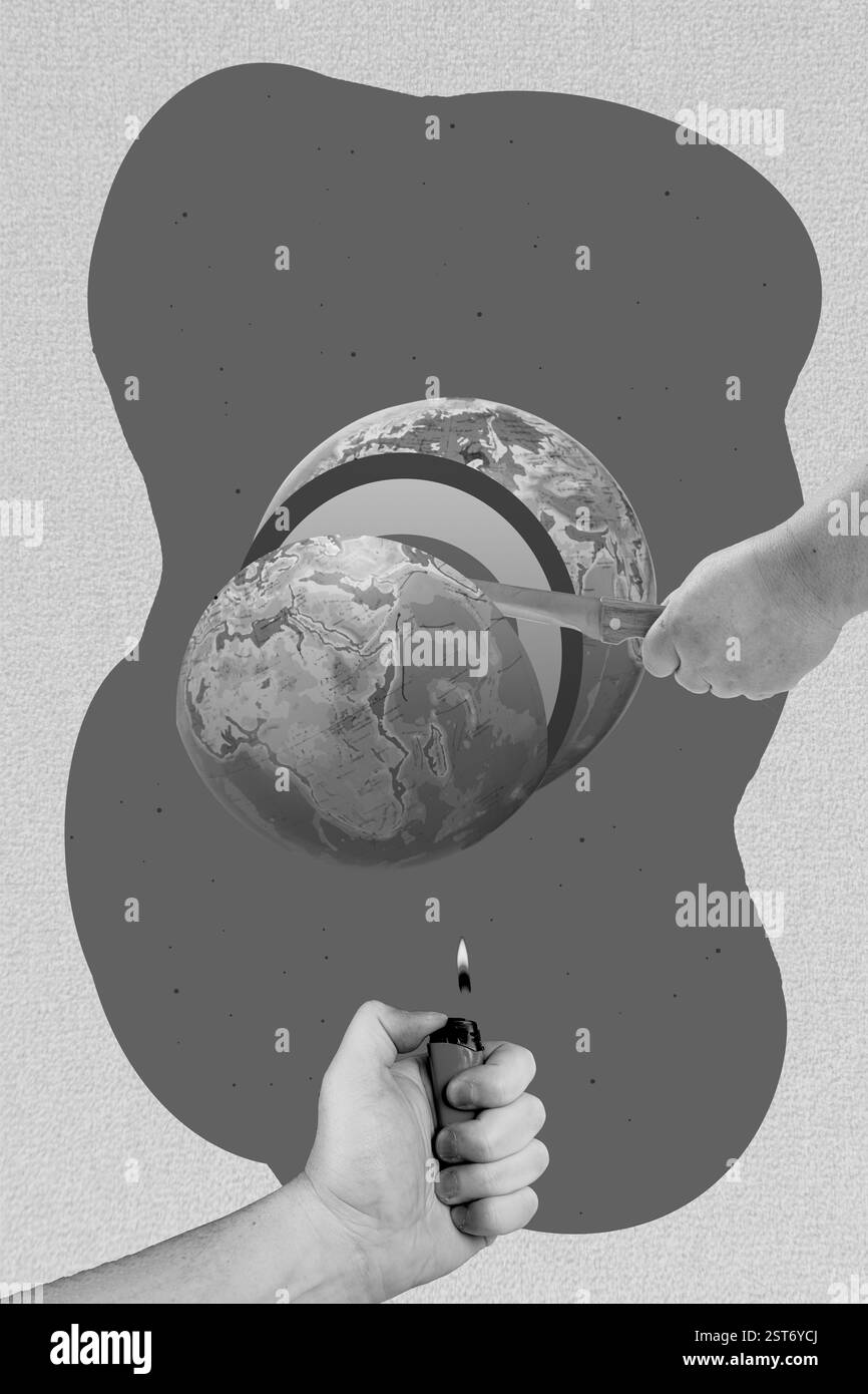 Creative photo 3d collage artwork poster postcard of human arm cause ...