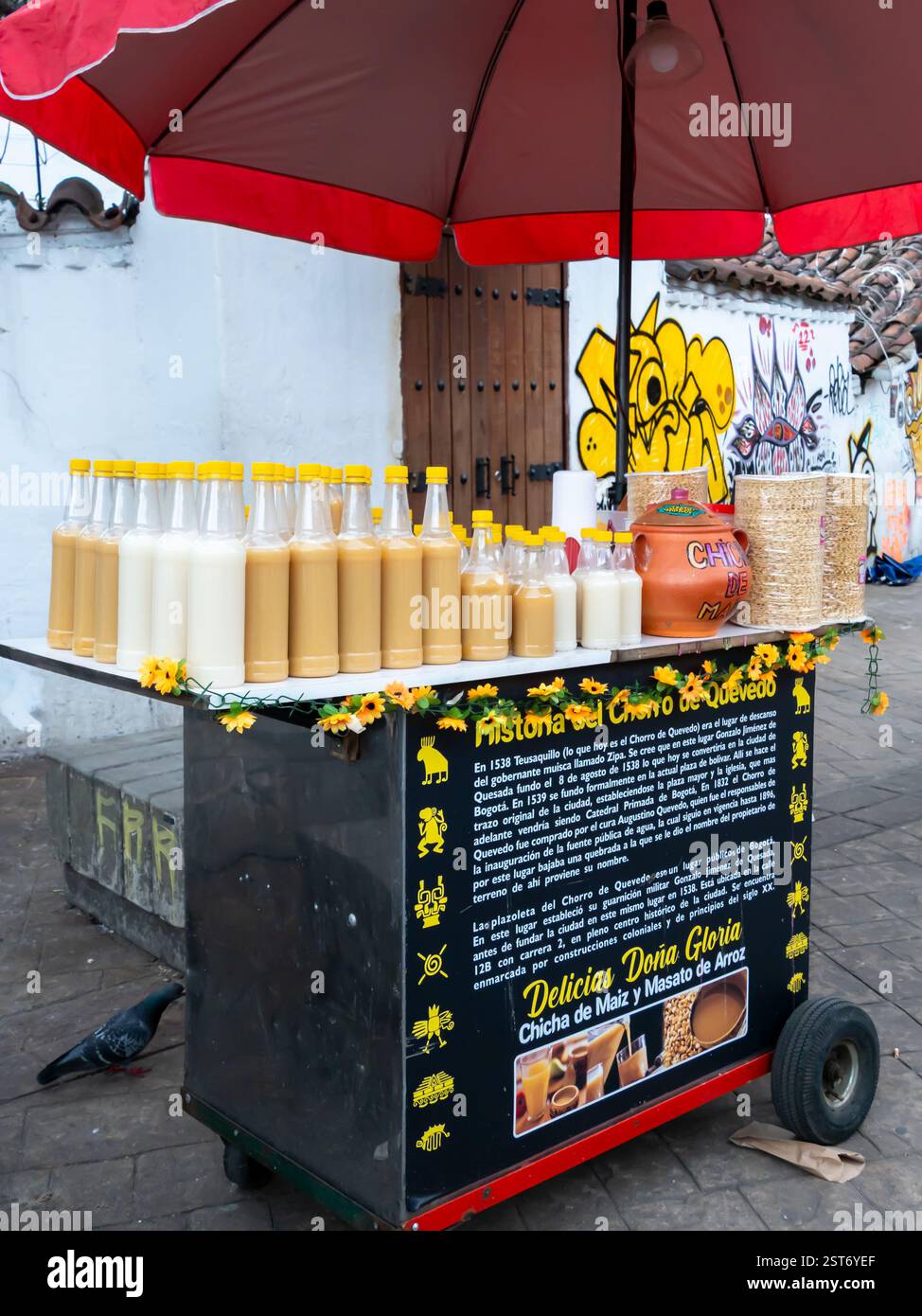 Bogota, Colombia - Dec 11, 2022: Different tastes of chicha beverage ...