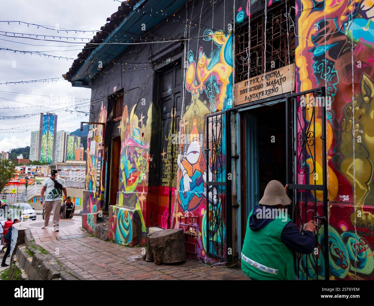 Bogota, Colombia - Dec 11, 2022: Walls of houses in the historical part ...