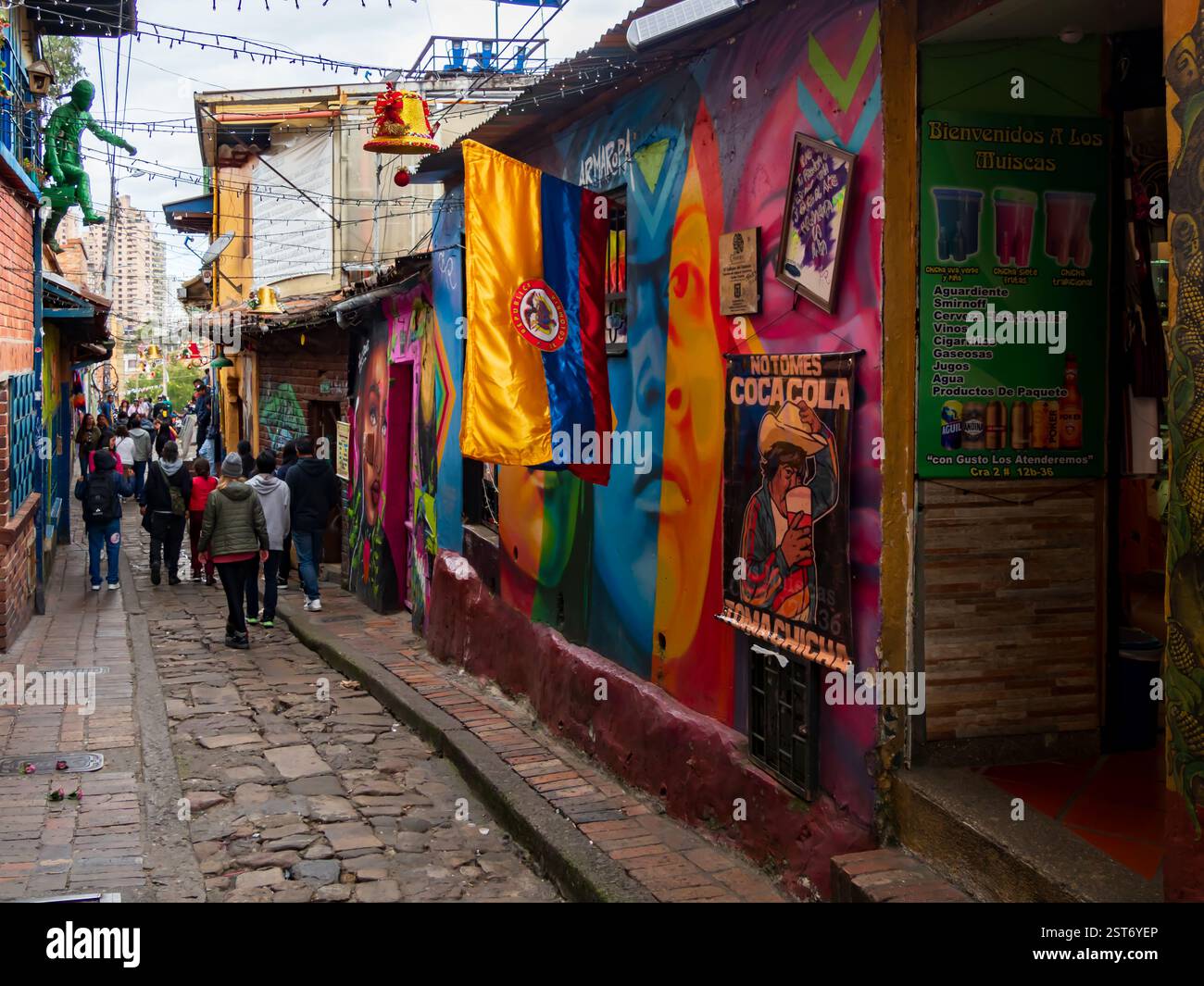 Bogota, Colombia - Dec 11, 2022: Walls of houses in the historical part ...