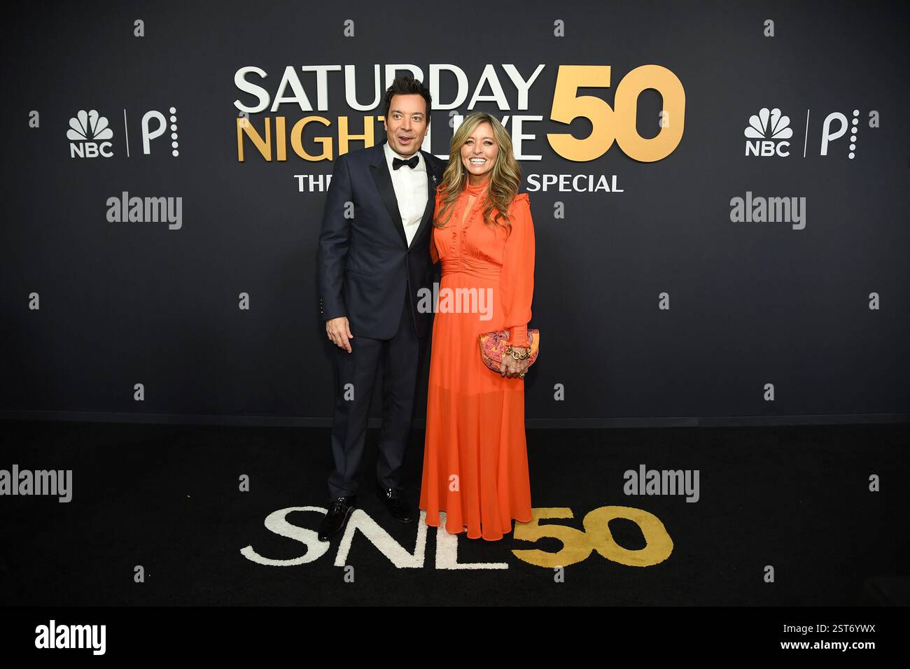 New York, USA. 16th Feb, 2025. SNL50: THE RED CARPET -- Pictured: (l-r ...