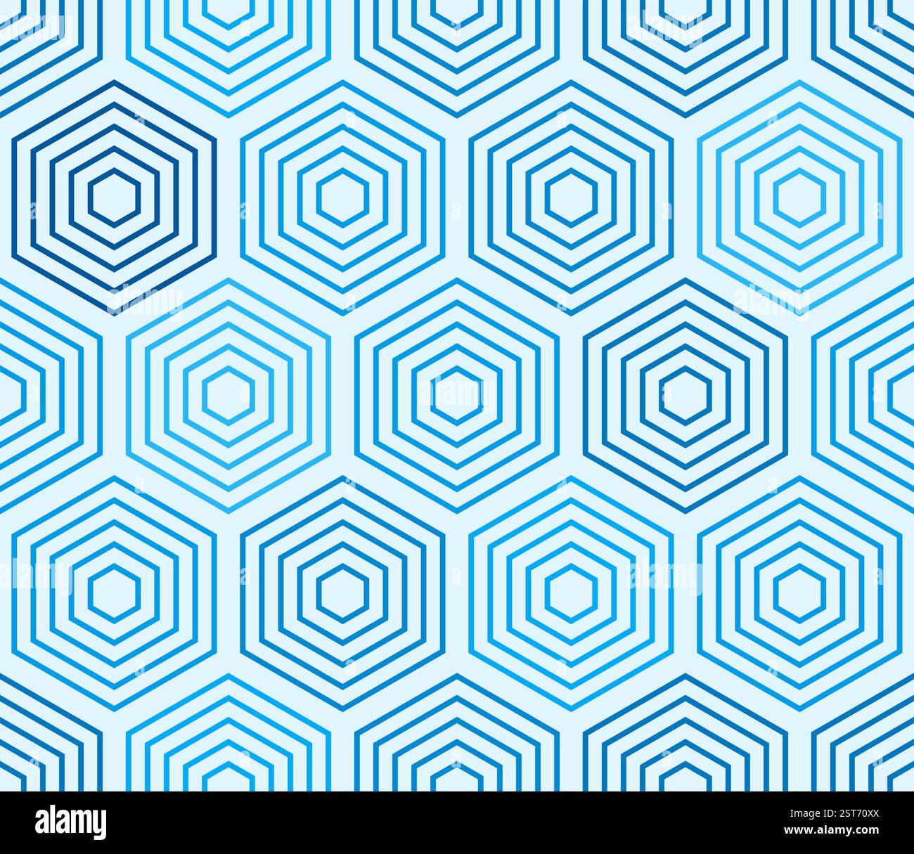 Vector science background. Hexagon stacked mosaic cells. Blue color tones. Large hexagons ...
