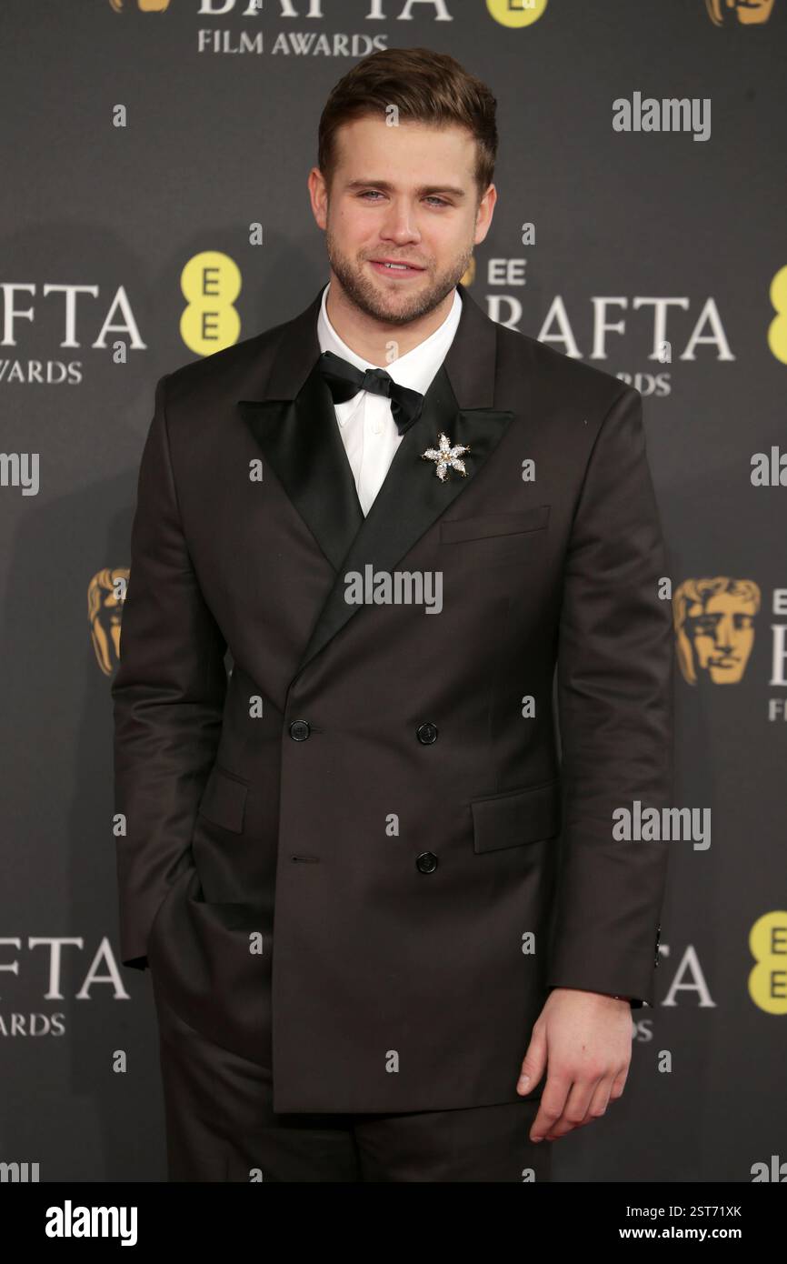Leo Woodall attends the 2025 BAFTA Film Awards at The Royal Festival ...