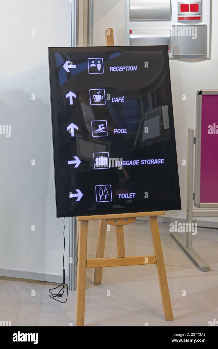 Free Standing Easel Stand Board With Direction Arrows in Hotel Stock ...