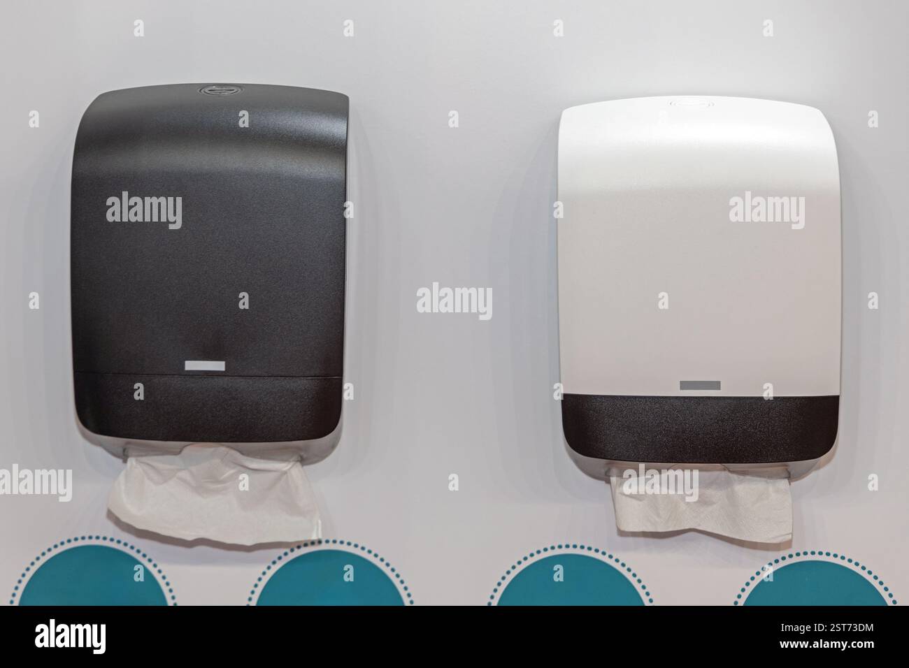 Black and White Plastic Box Hand Paper Towel Dispensers at White Wall ...