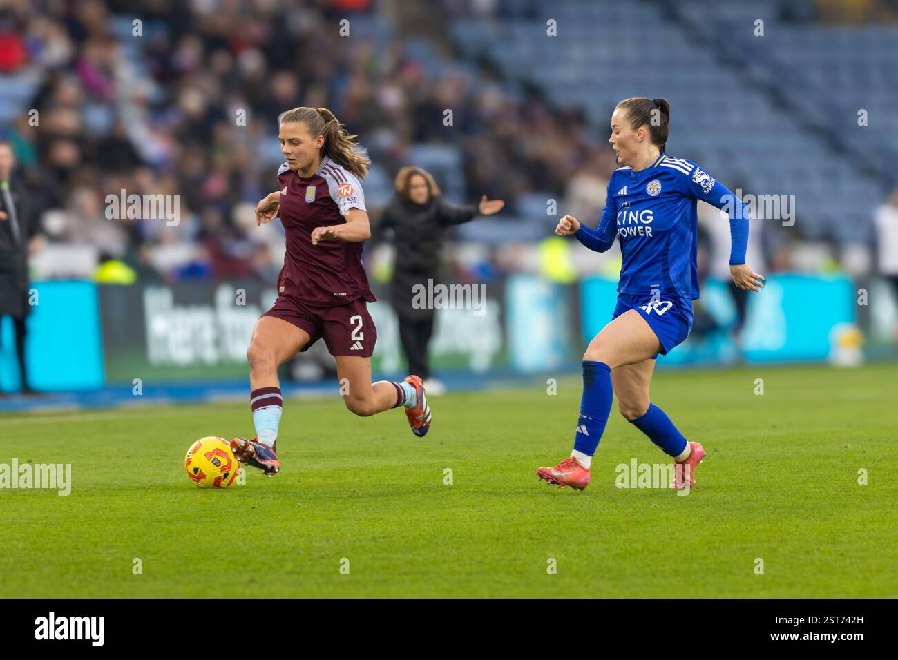 Sarah Mayling (2) for Aston Villa and Missy Goodwin (20) for Leicester ...