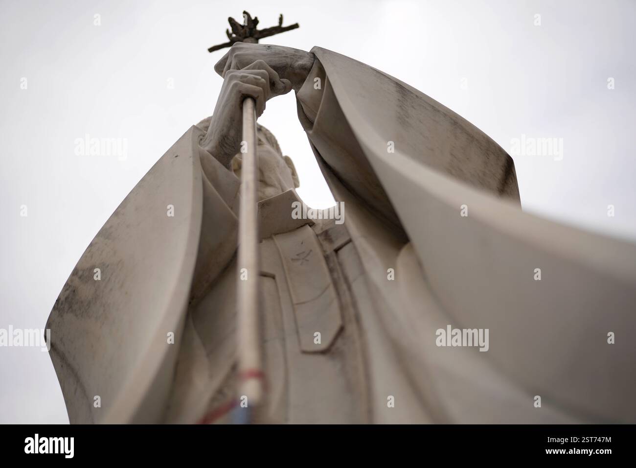 A marble statue of late Pope John Paul II is pictured outside the ...