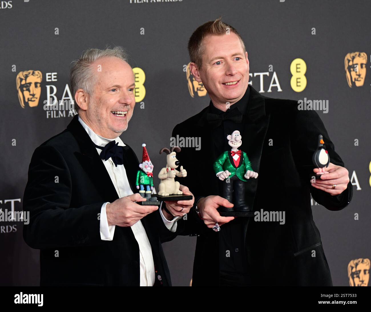 LONDON, UK. 16th Feb, 2025. Nick Park and Merlin Crossingham at EE ...