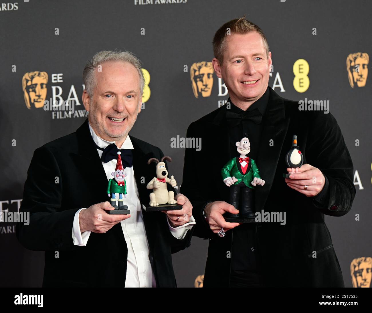 LONDON, UK. 16th Feb, 2025. Nick Park and Merlin Crossingham at EE ...
