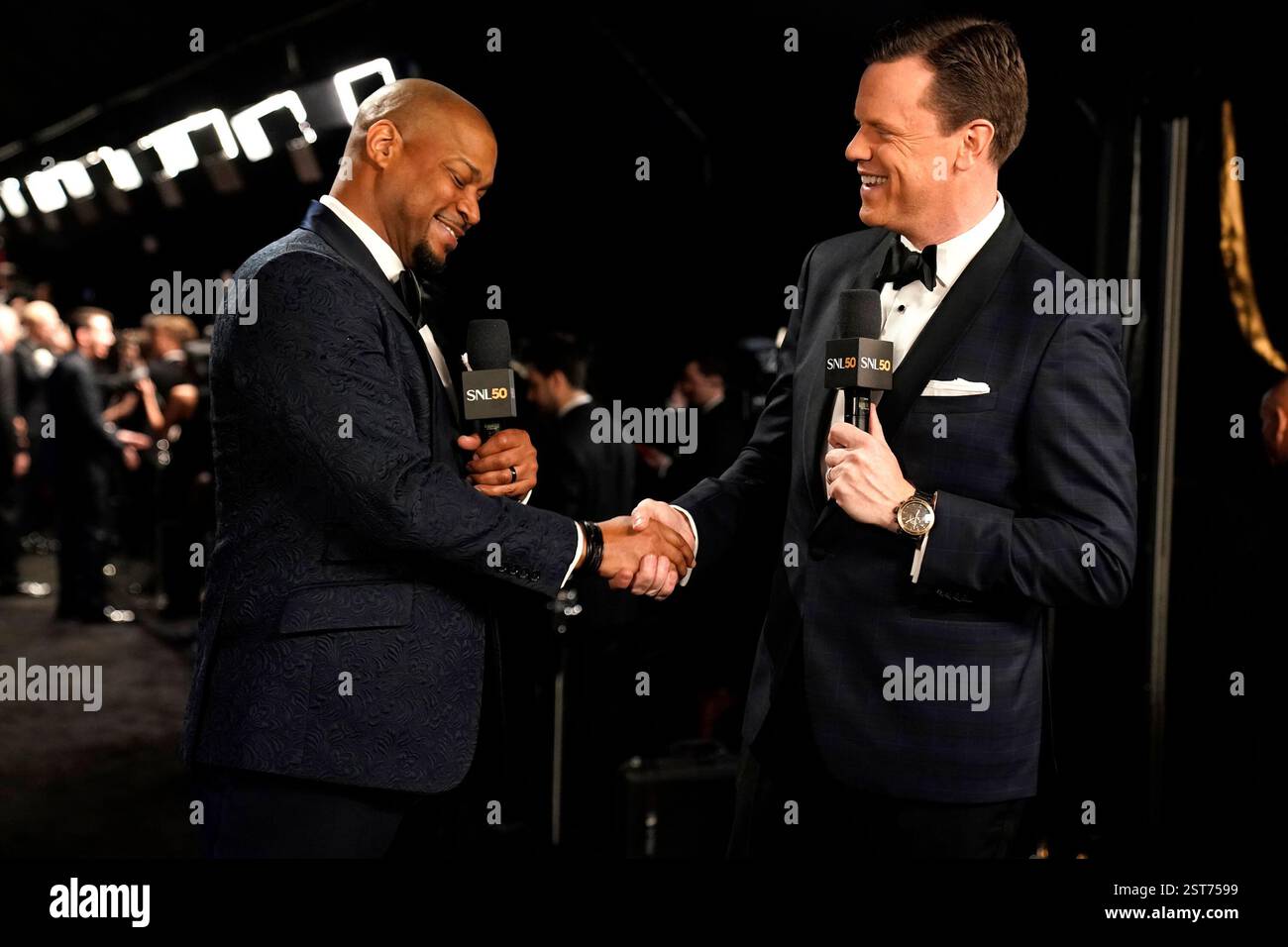 New York, USA. 16th Feb, 2025. SNL50: THE RED CARPET -- Pictured: (l-r ...