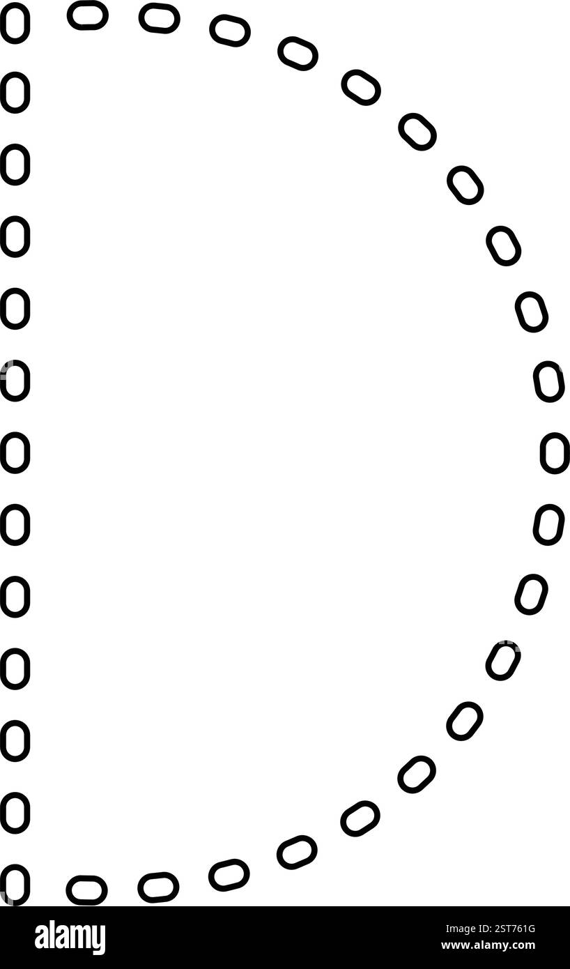 Tracing Alphabet letter D, prewriting dotted line element for ...
