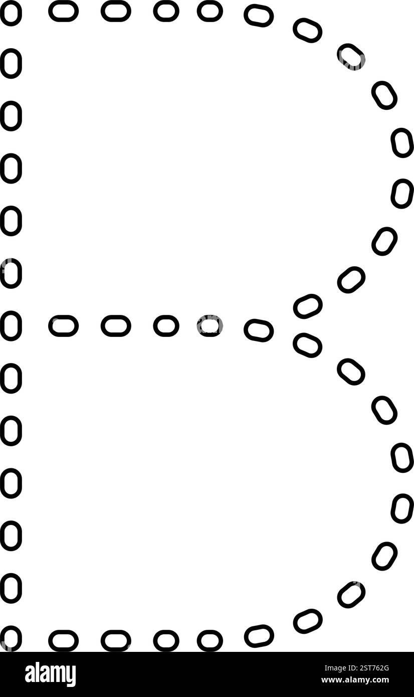 Tracing Alphabet letter B, prewriting dotted line element for ...