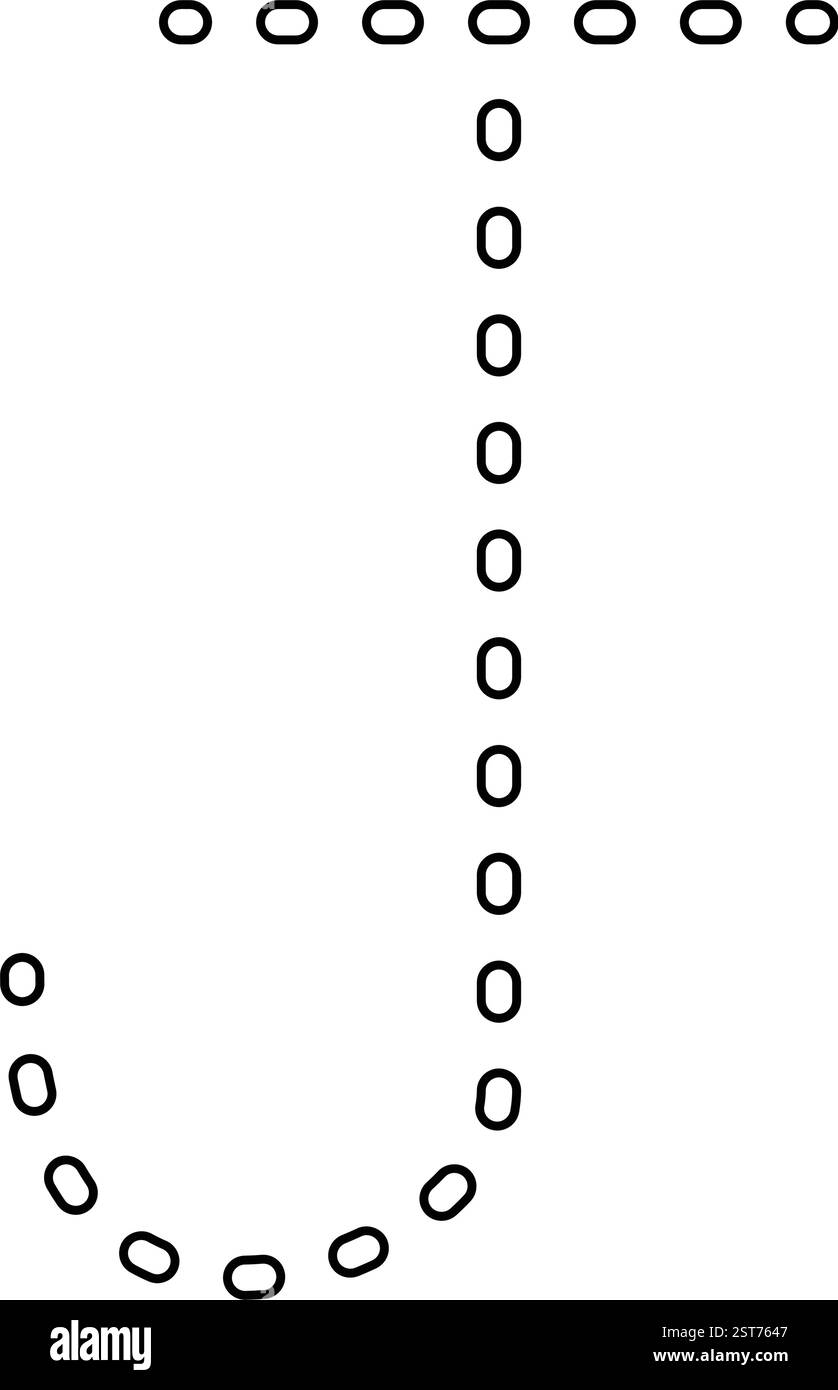 Tracing Alphabet letter J, prewriting dotted line element for kindergarten, preschool and ...