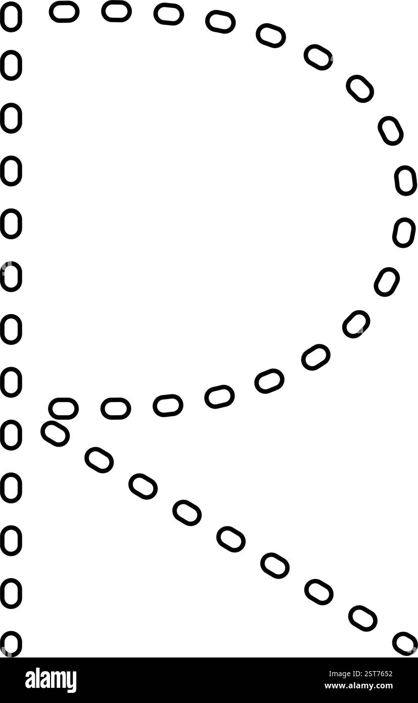 Tracing Alphabet letter R, prewriting dotted line element for ...