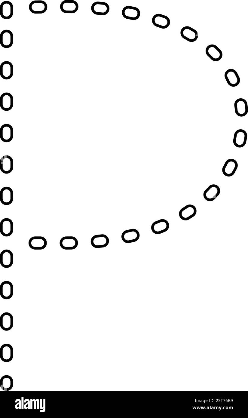 Tracing Alphabet letter P, prewriting dotted line element for ...