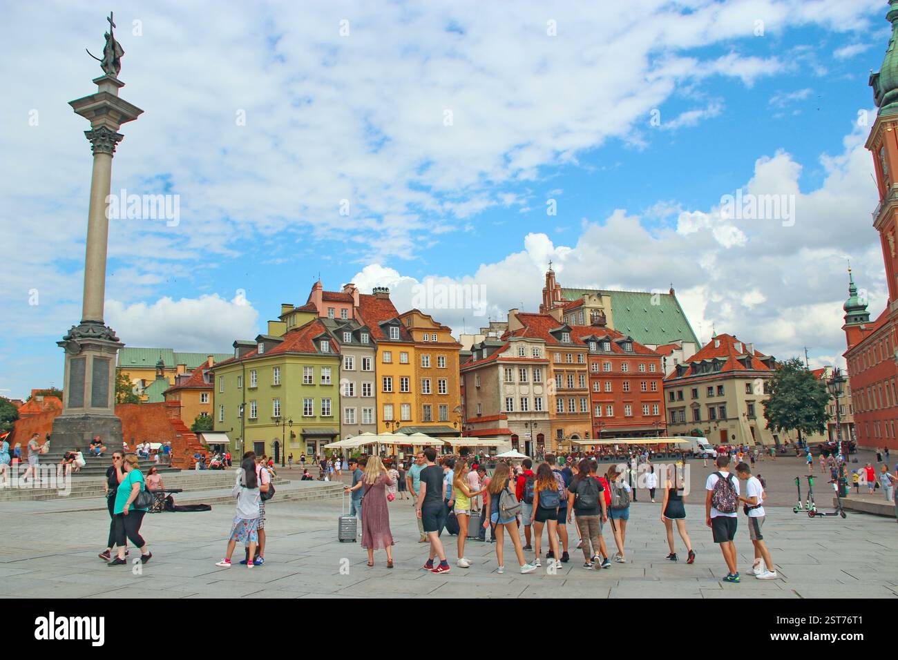 People stroll through krakowskie przedmiescie street in Warsaw, Poland ...