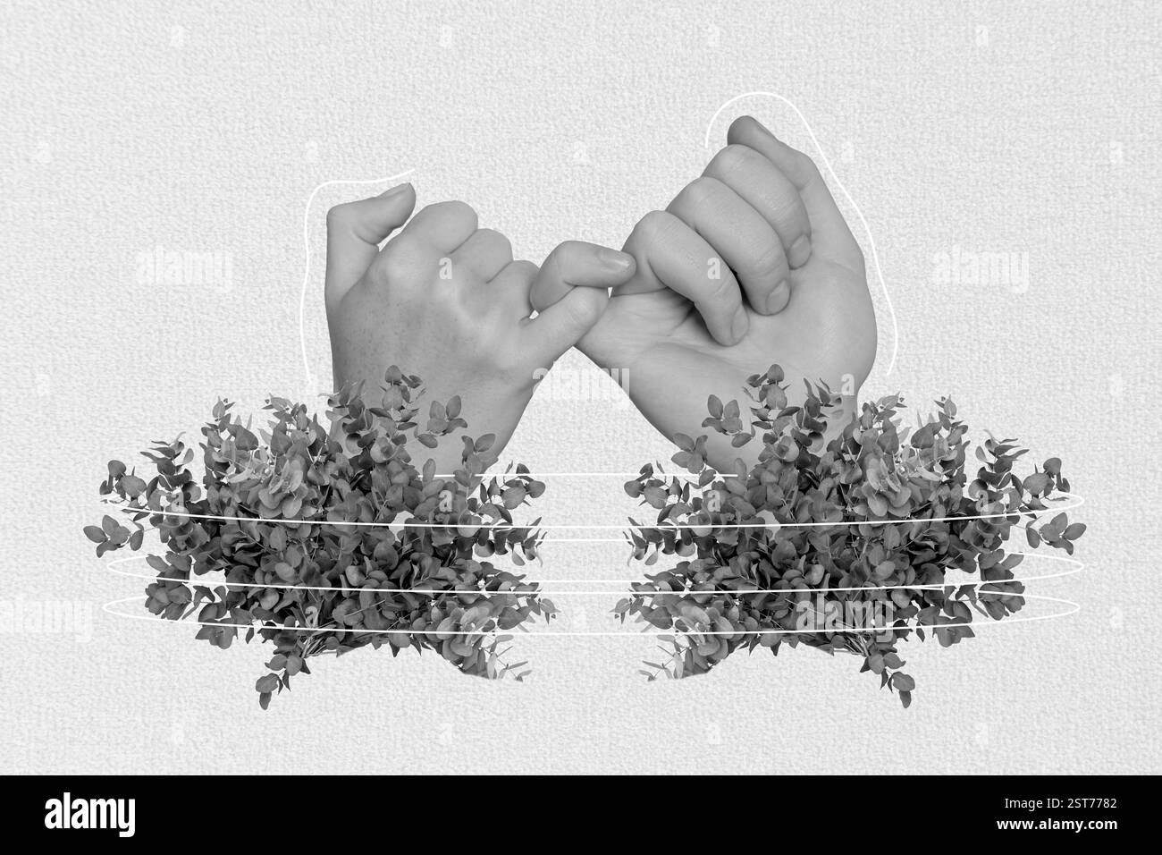 Collage photo picture poster of two human people hands hold touch ...