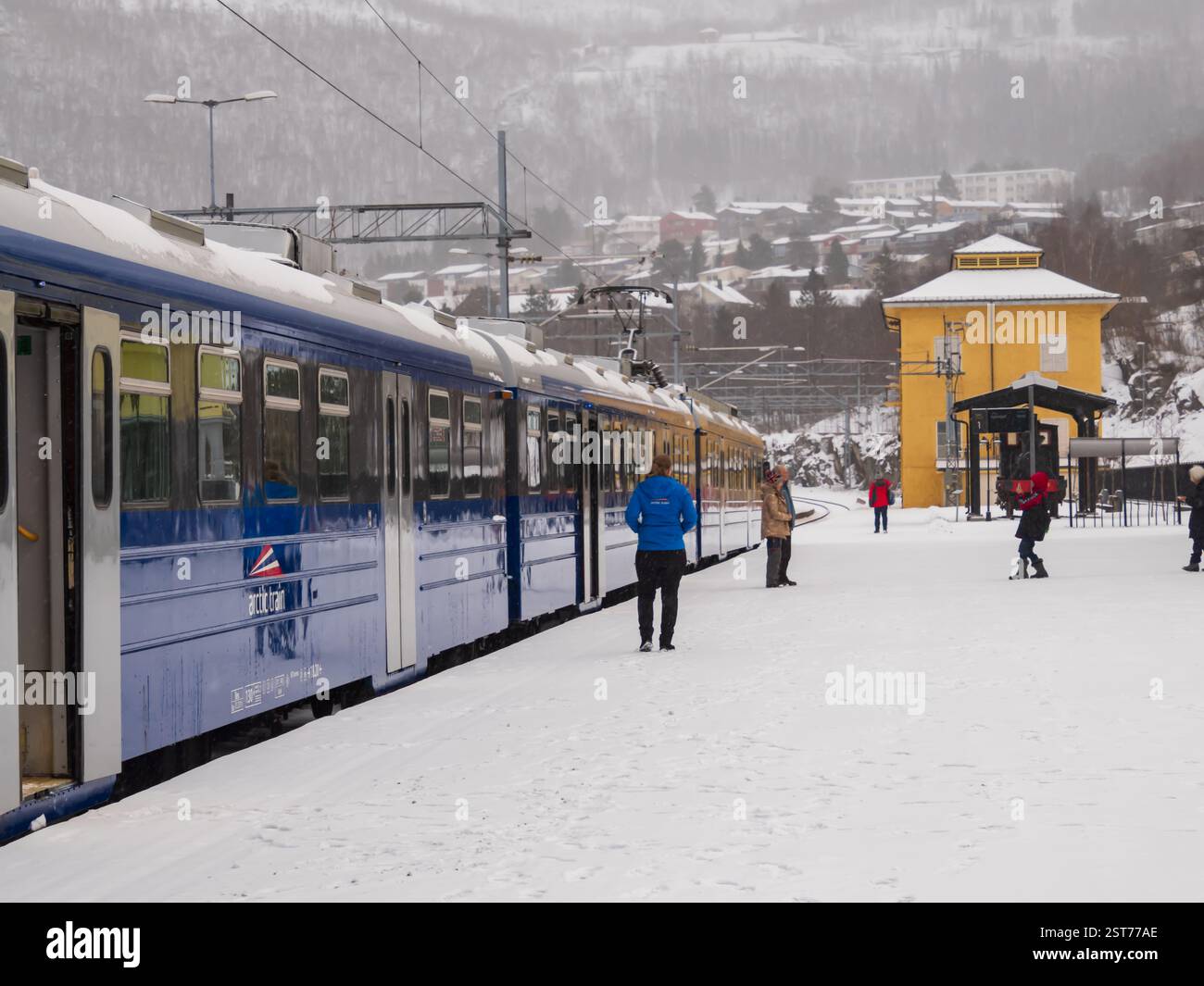 Narvik, Norway - March 5, 2023: Arctic train at the Narvik railway ...