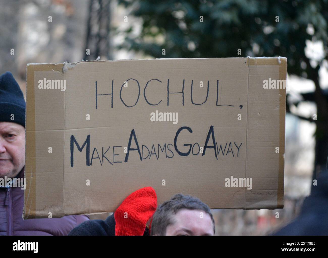 Protest against Mayor Eric Adams outside of New York City Hall in Lower ...