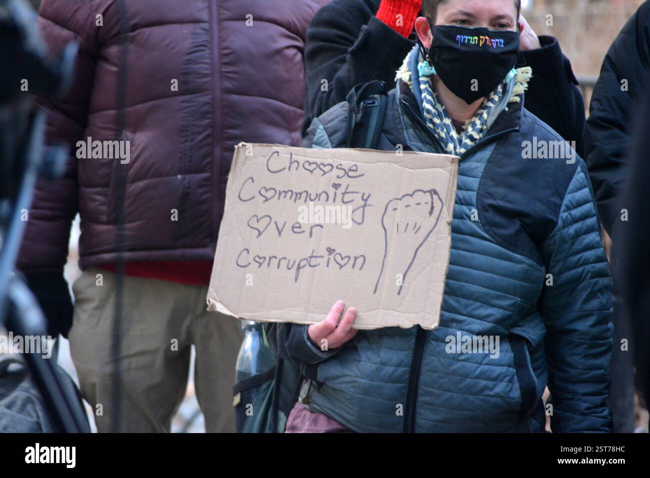 Protest against Mayor Eric Adams outside of New York City Hall in Lower ...