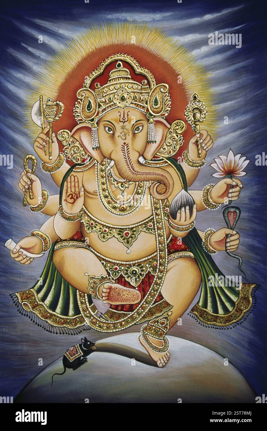 Lord Ganesh ganpati Miniature Painting on Paper Stock Photo - Alamy