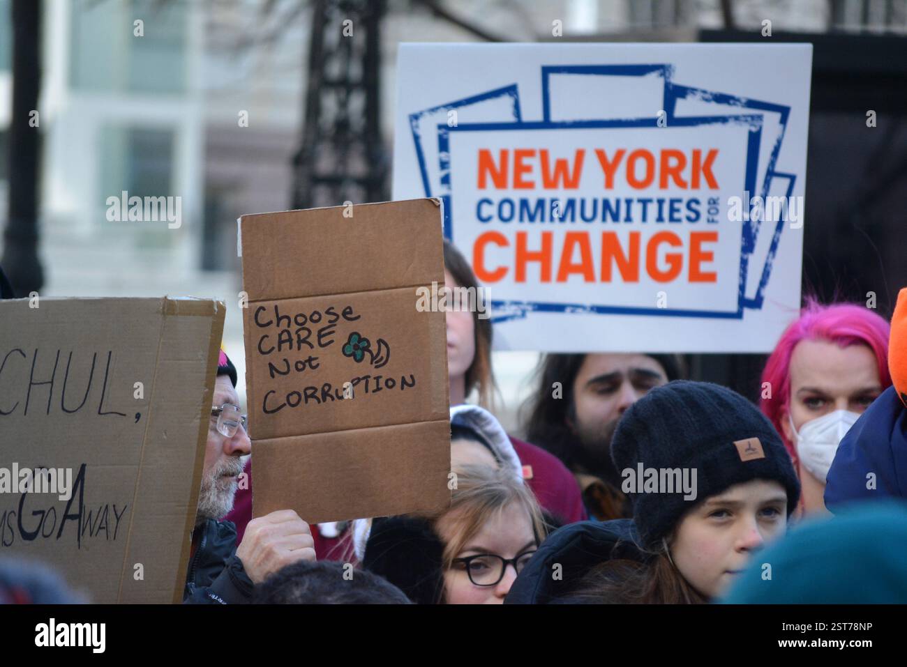 Protest against Mayor Eric Adams outside of New York City Hall in Lower ...