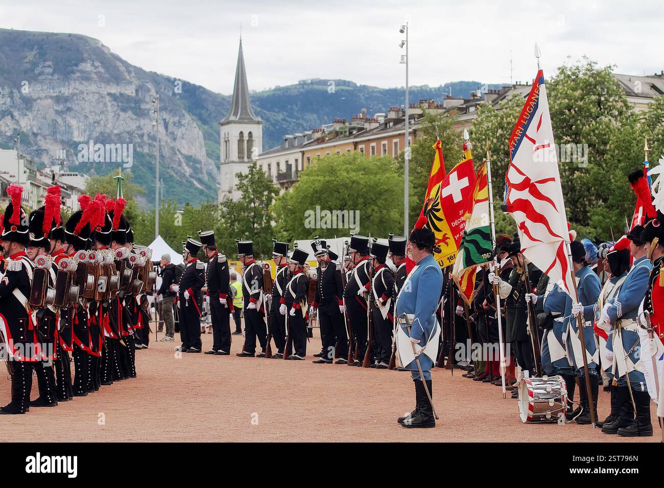 GENEVA; SWITZERLAND-May 04, Swiss Grenadiers detachments participaite ...