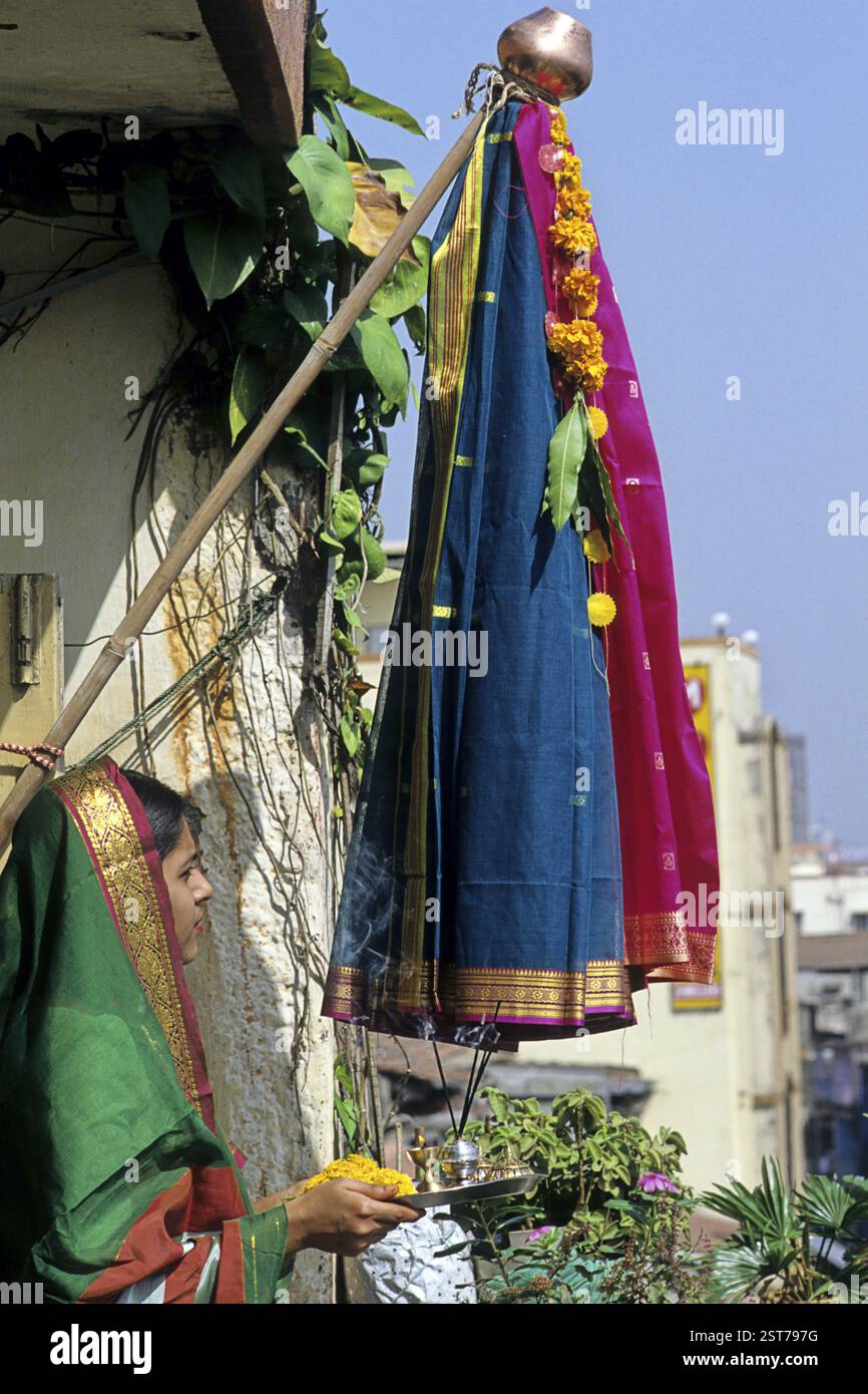 Gudi raised for gudi padva festival, hindu's new year celebration ...