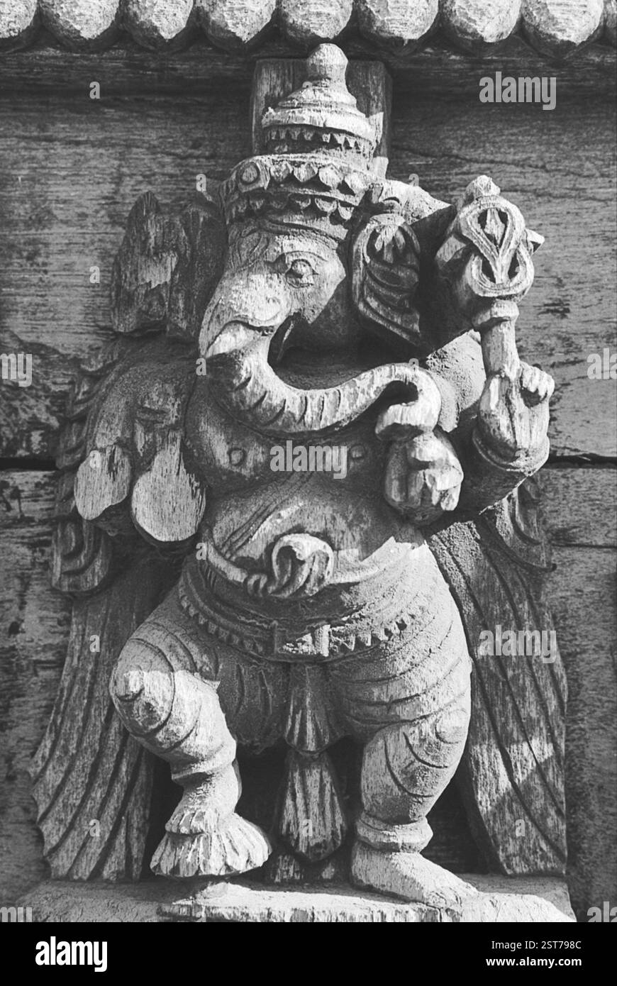 Lord Ganesh ganpati Elephant head God Ganesh made of wood Stock Photo ...