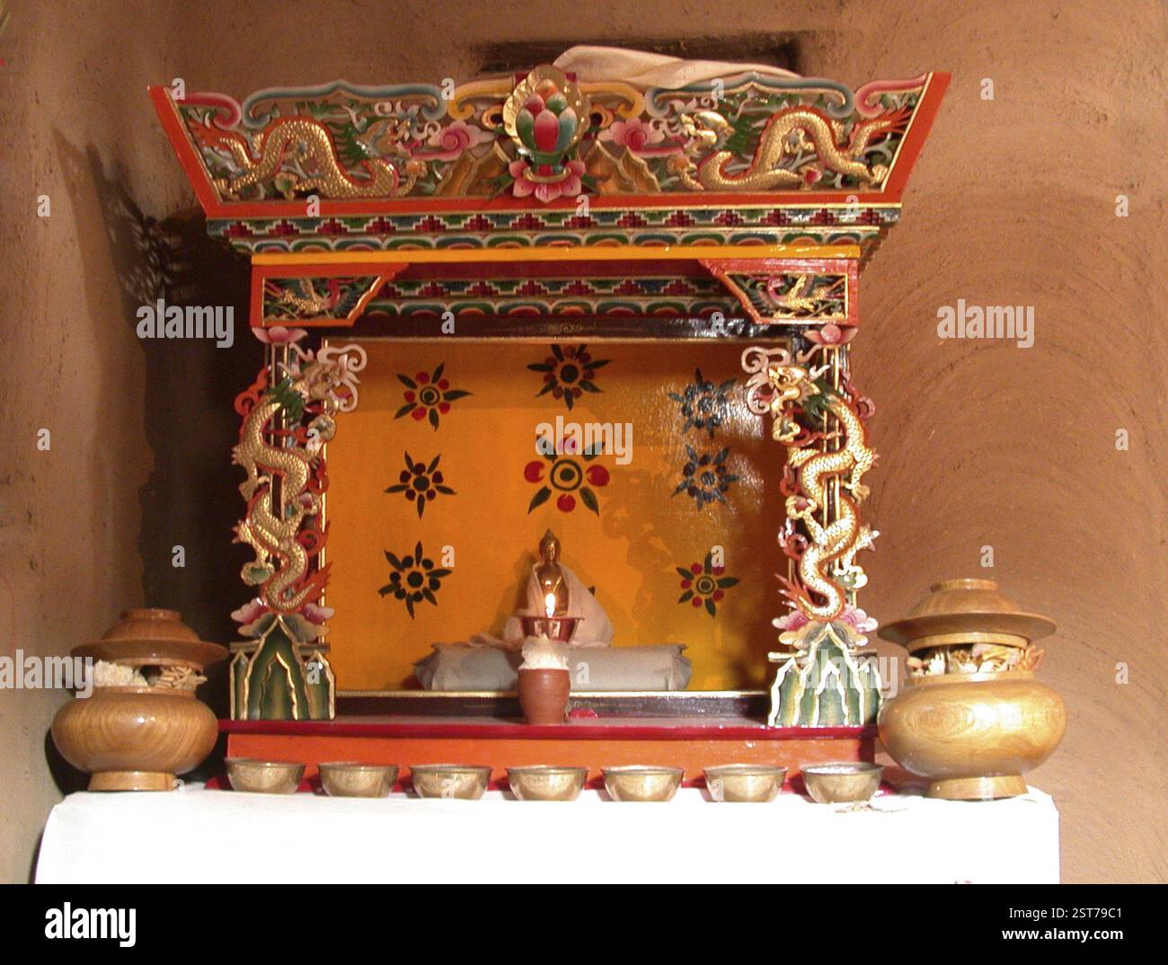 Temple, A Buddhist temple in a house, Contemporary, Sikkim, India, Asia ...