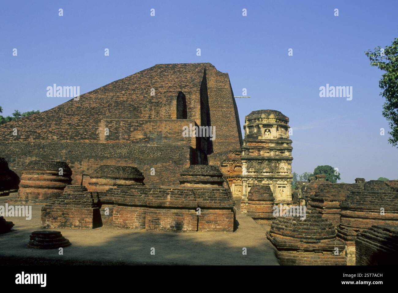 Huge main temple, corner tower and votive stupa, site no. 3, nalanda ...