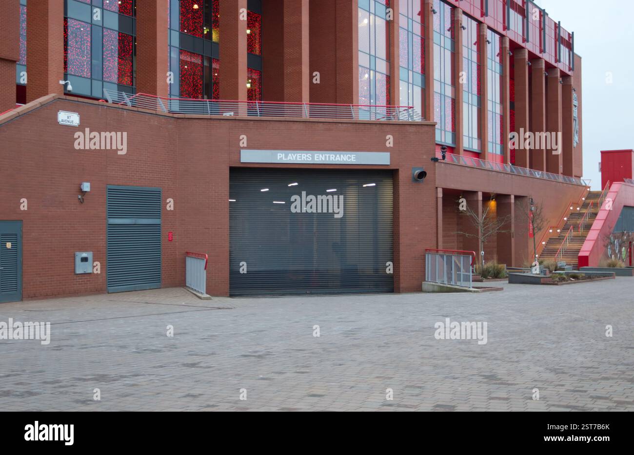 Players entrance closed leading underneath the main stand at Anfield ...