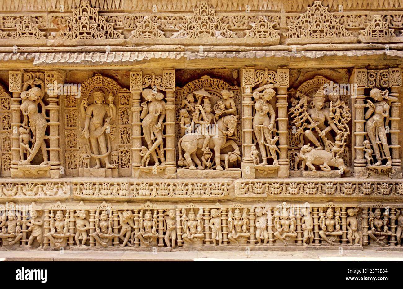 Carving at rank vav (step well), patan, Gujarat, India, Asia Stock ...