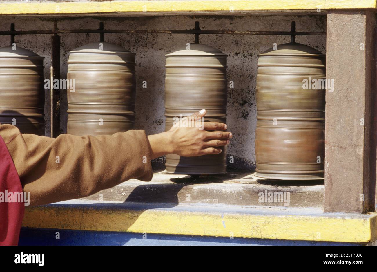 Buddhist prayer wheels, ghoom monastery, Darjeeling, west bengal, india ...