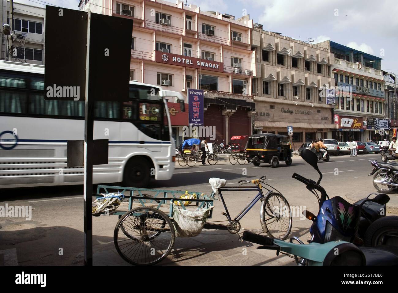 Transportation, street scene, Bus, cycle rickshaw for the goods ...