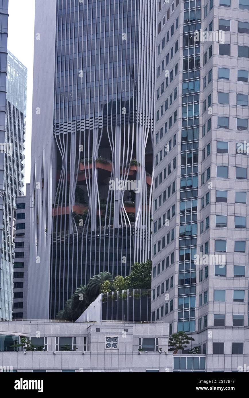 Singapore - January 20, 2025: CapitaSpring skyscraper with unique ...