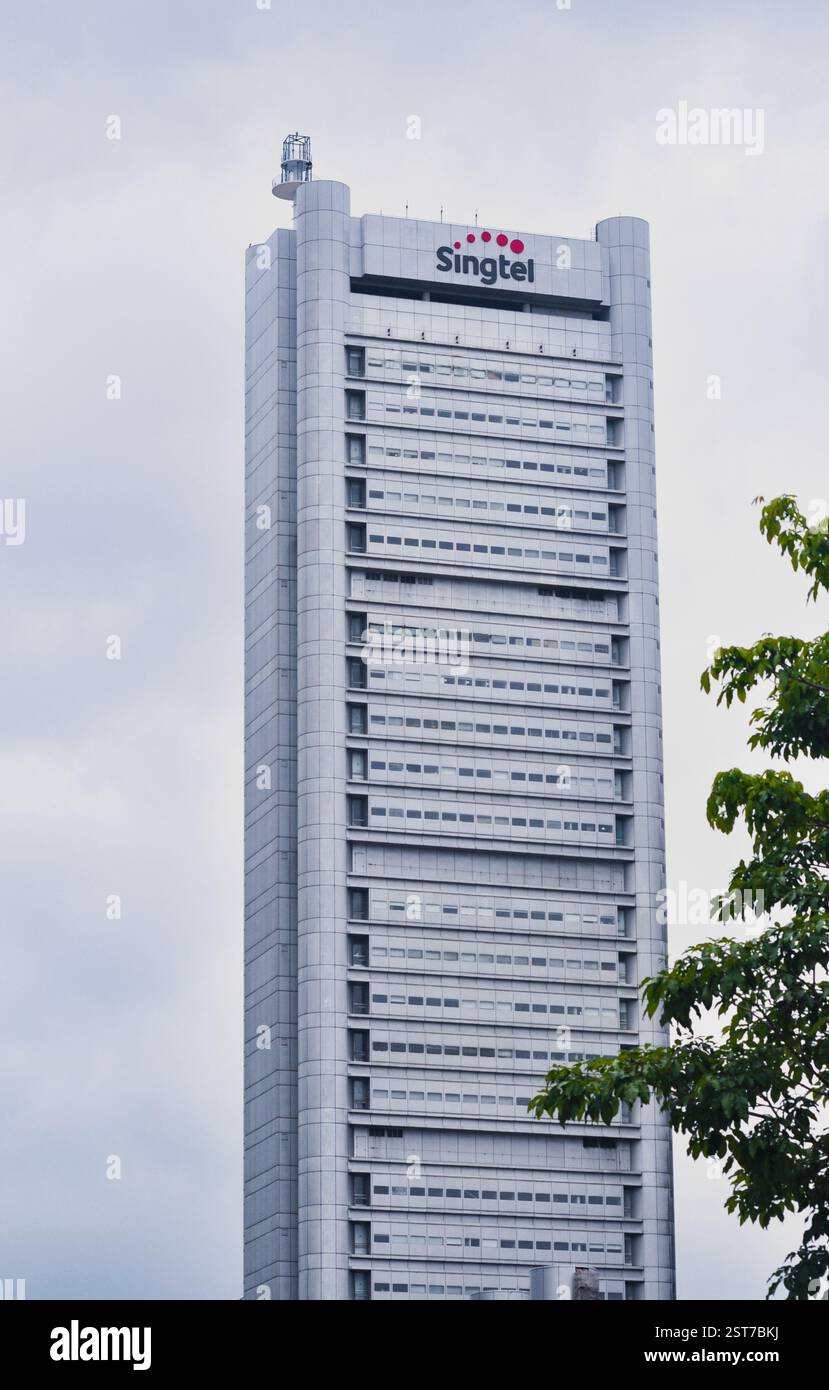 Singapore - January 20, 2024: The Singtel building at 20 Pickering St ...