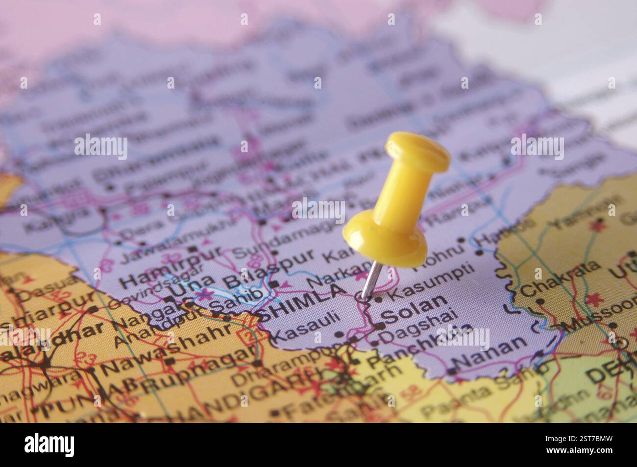 Map of India Spotted Shimla Capital of Himachal Pradesh by Yellow ...