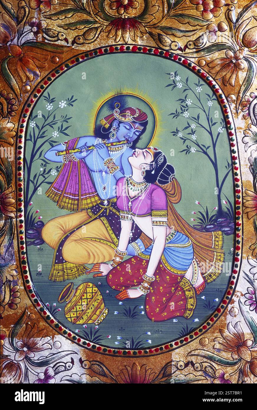 Radha Krishna miniature painting on paper Stock Photo - Alamy