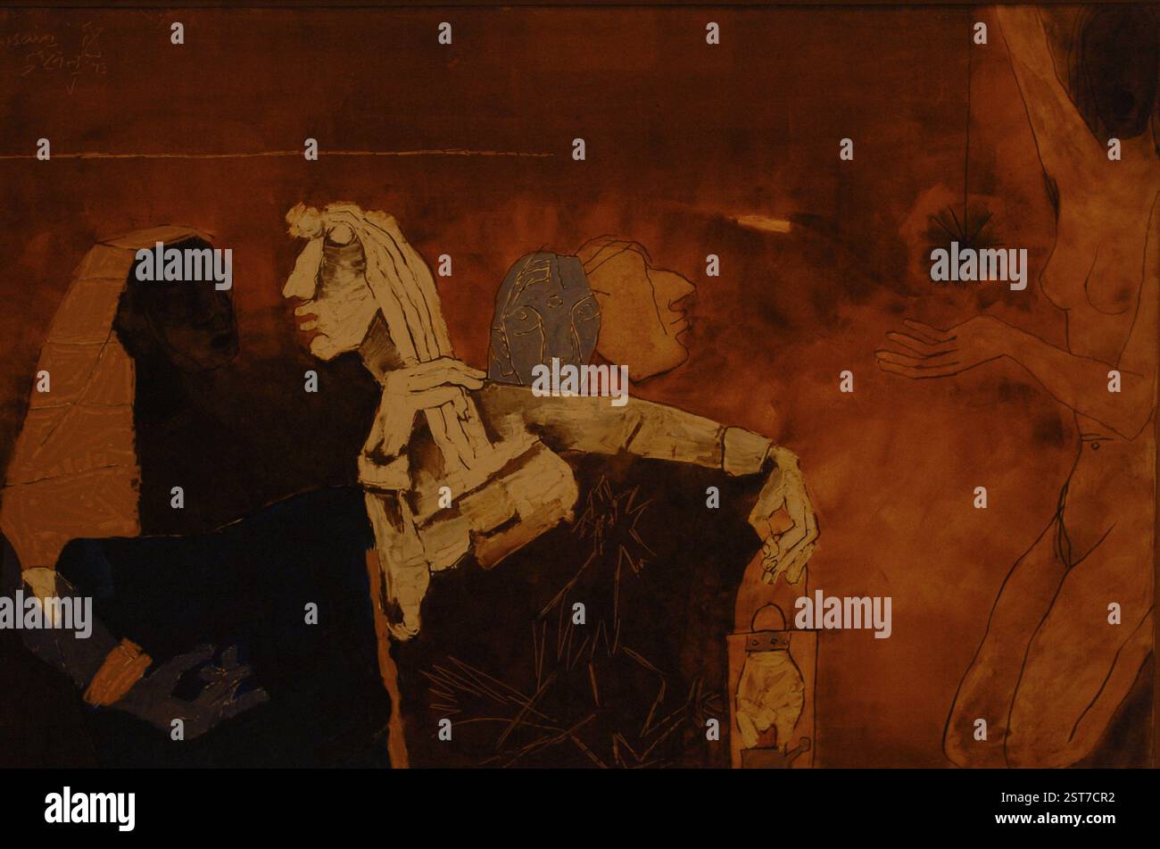 An early work of M.F. Hussain Maqbool Fida Hussain world famous artist ...