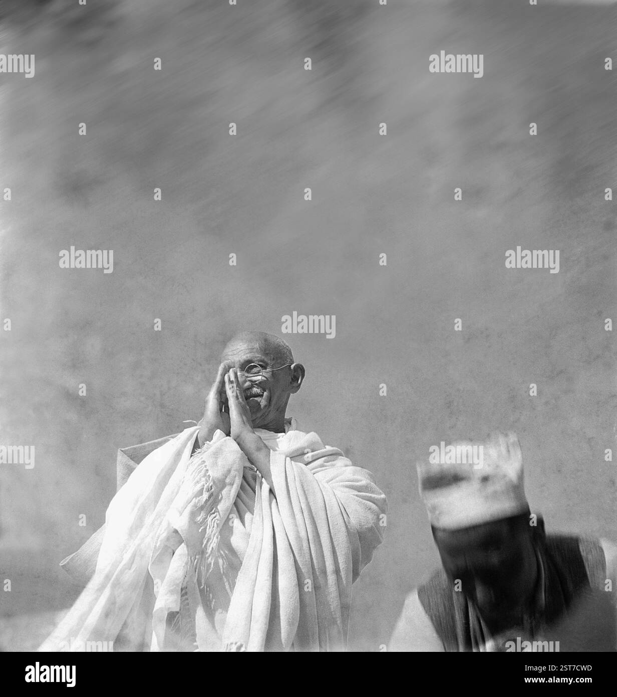 Mahatma Gandhi in greeting pose at Chennai, Tamil Nadu, India, 1946 ...