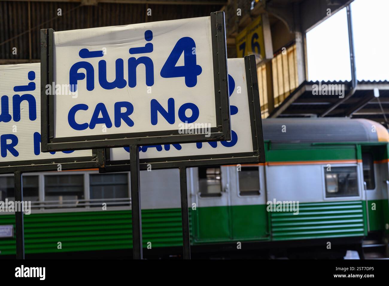 Platform signs at the Hua Lamphong Railway Station, Bangkok, Thailand ...