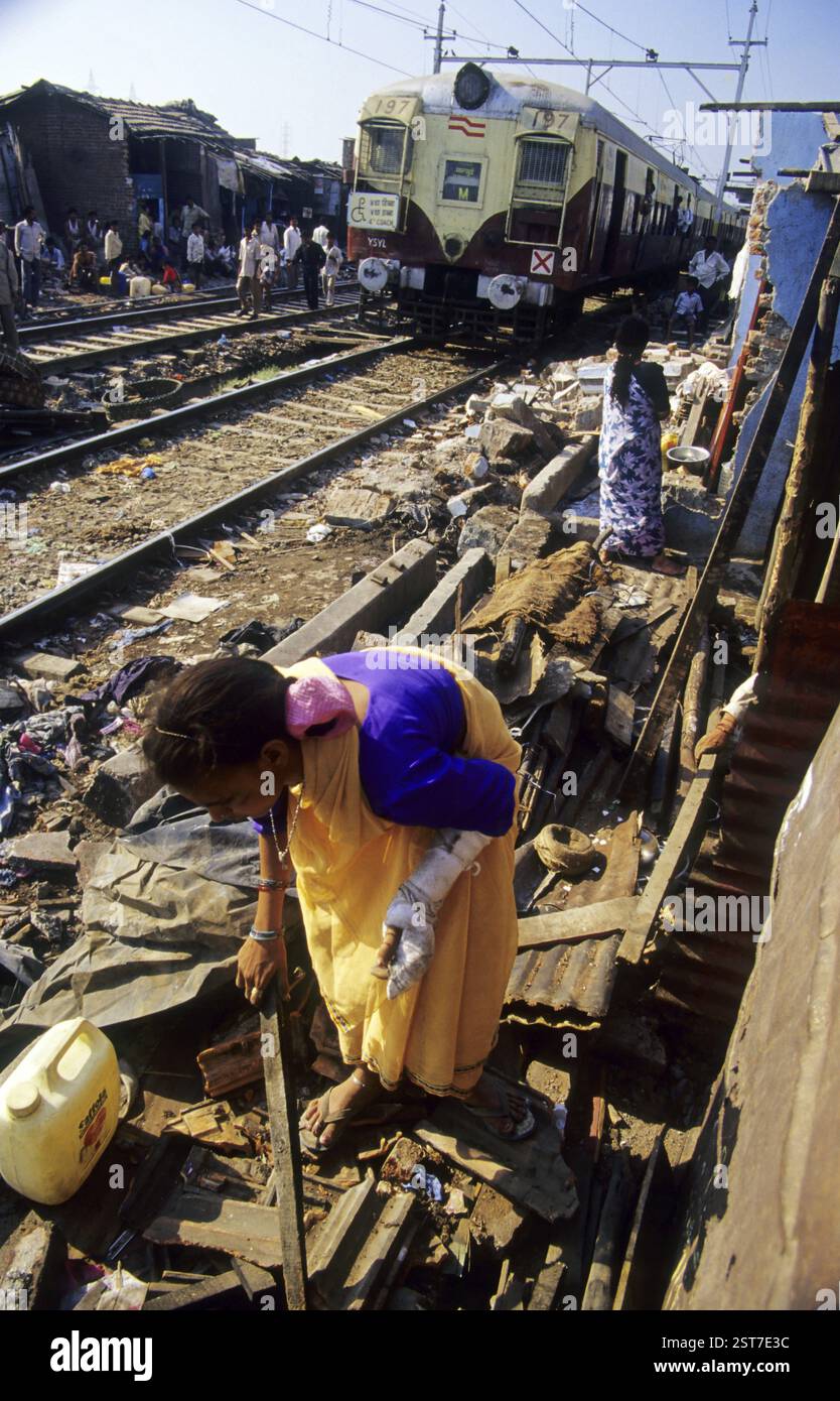 Slum near Railway Track, Mumbai, Maharashtra, India, Asia Stock Photo ...